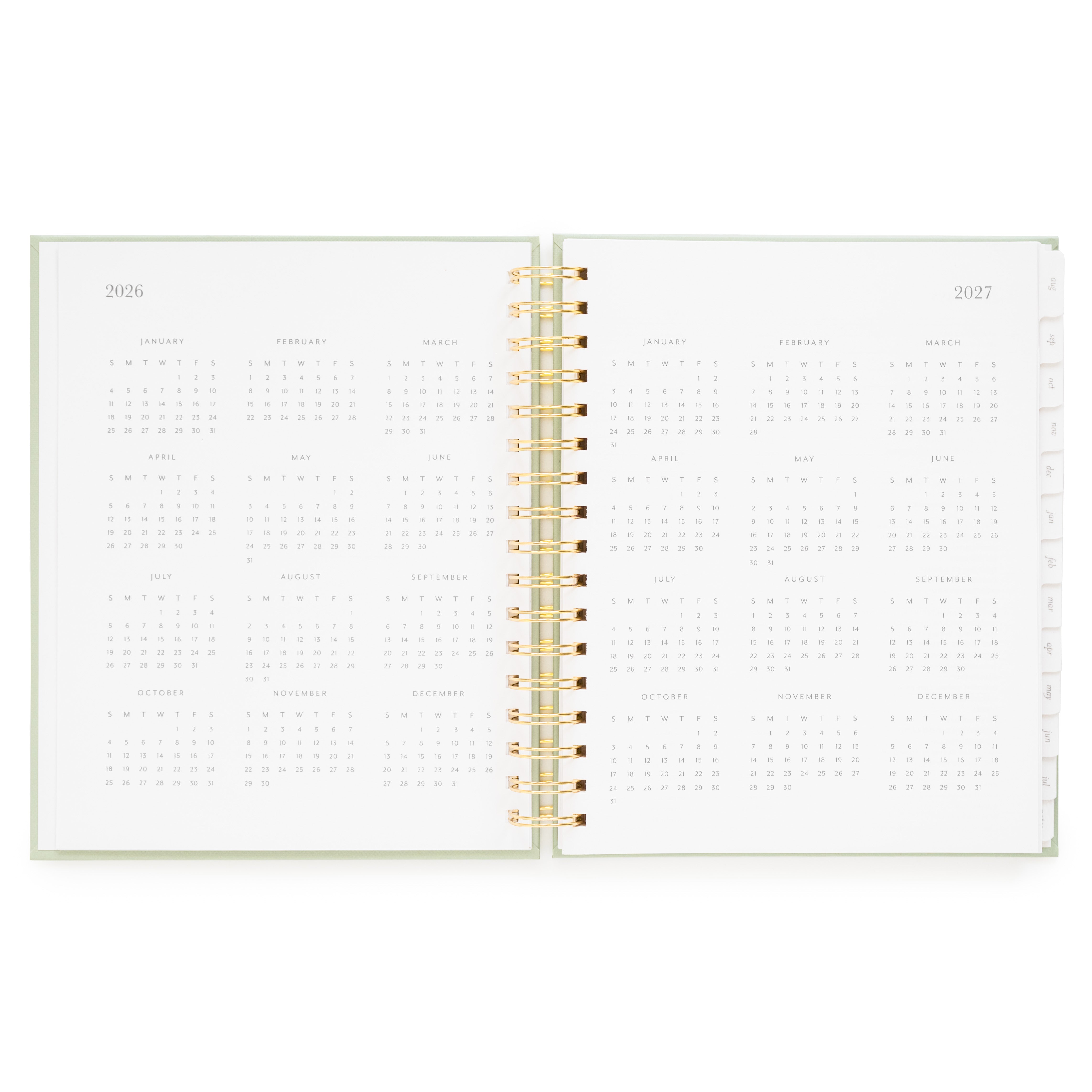 2026-2027 Office Green Spiral Weekly Monthly Student Planner | Sugar Paper