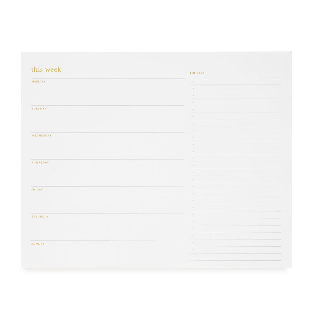 Weekly Planning List Pad, White | Sugar Paper