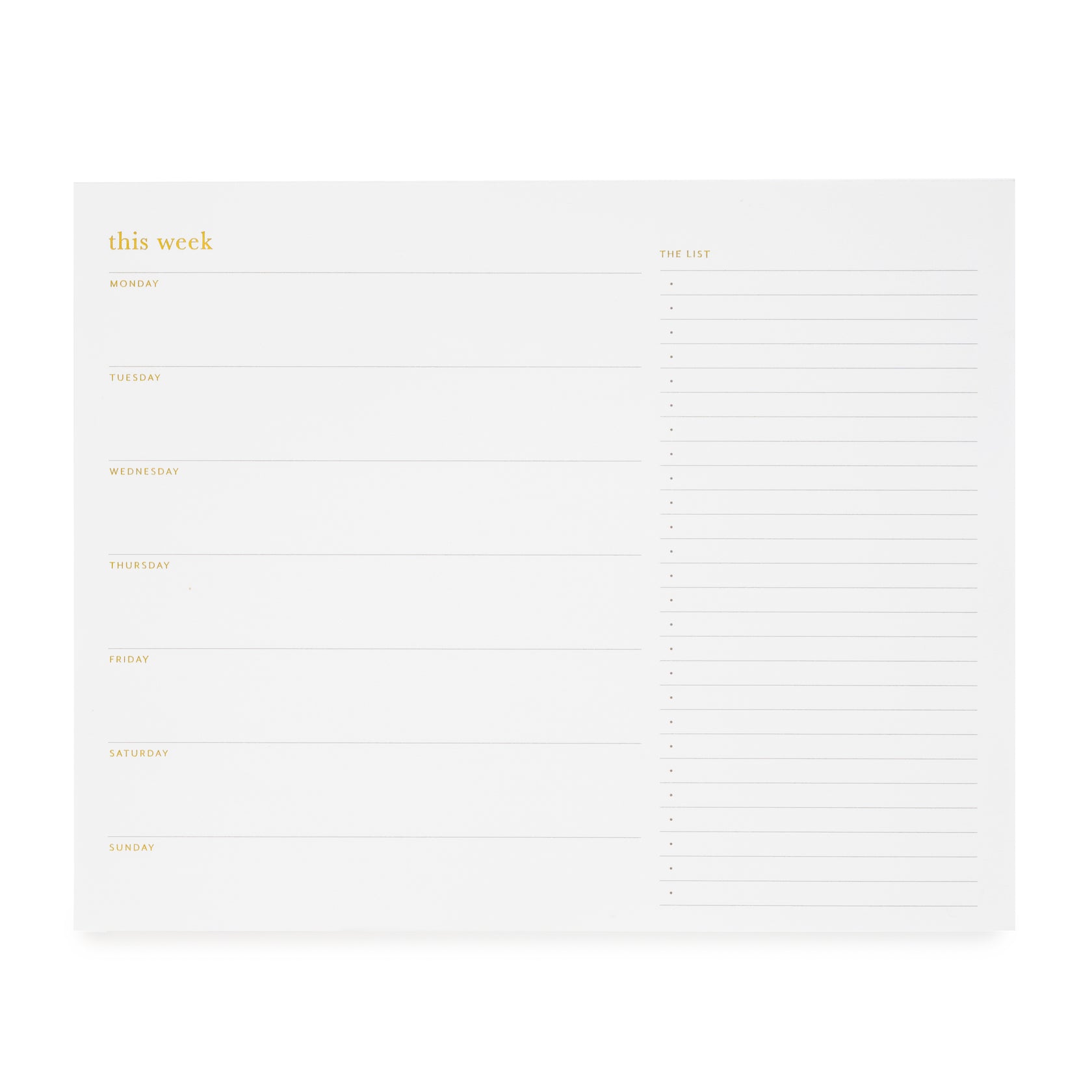 Weekly Planning List Pad, White | Sugar Paper