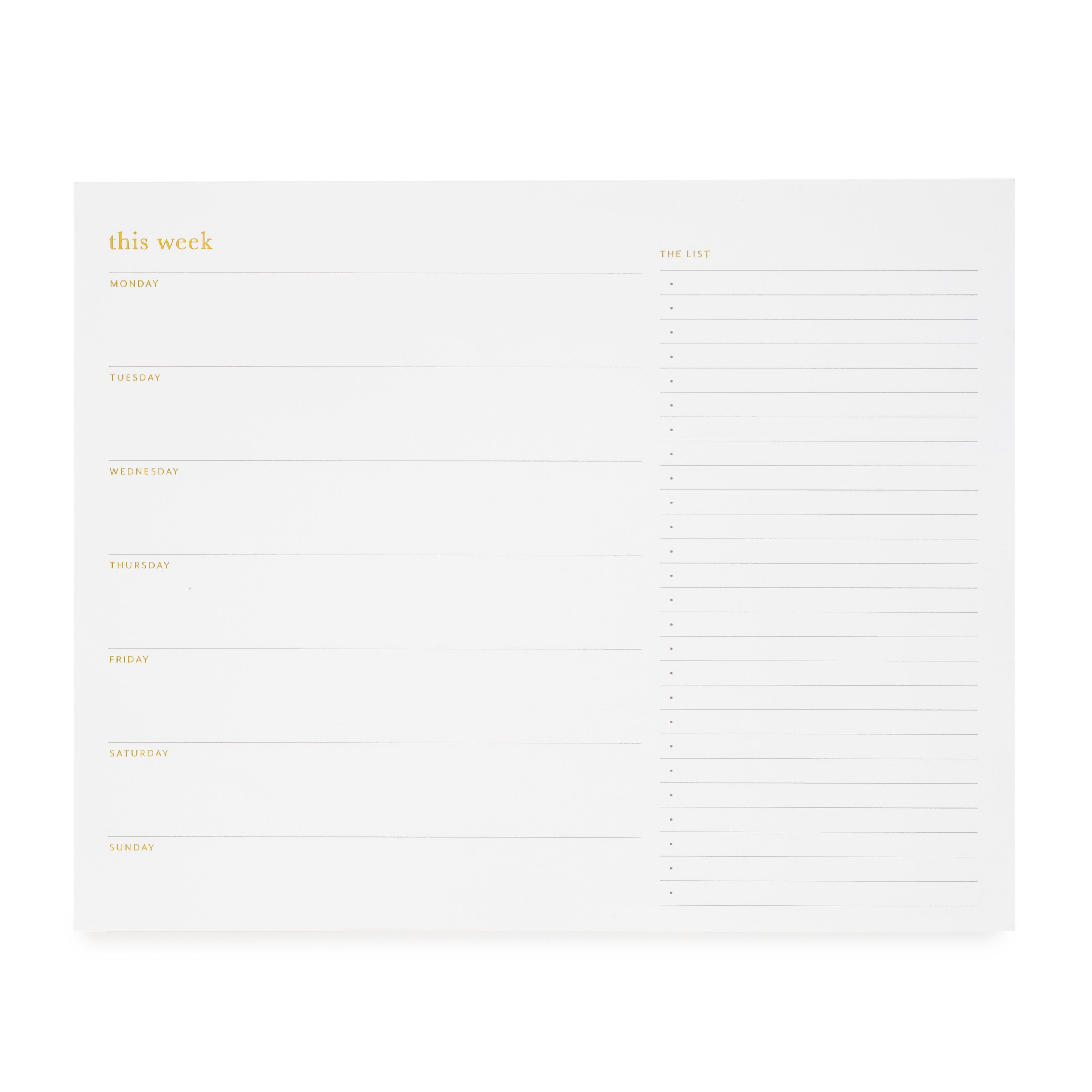 Weekly Planning List Pad, White | Sugar Paper