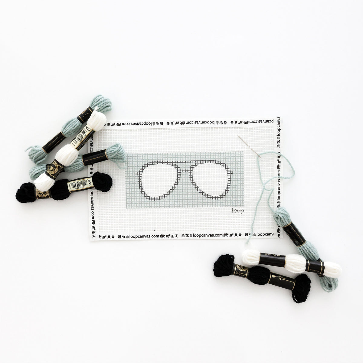 Sugar Paper X Loop Sunglasses Needlepoint Kit Office Green