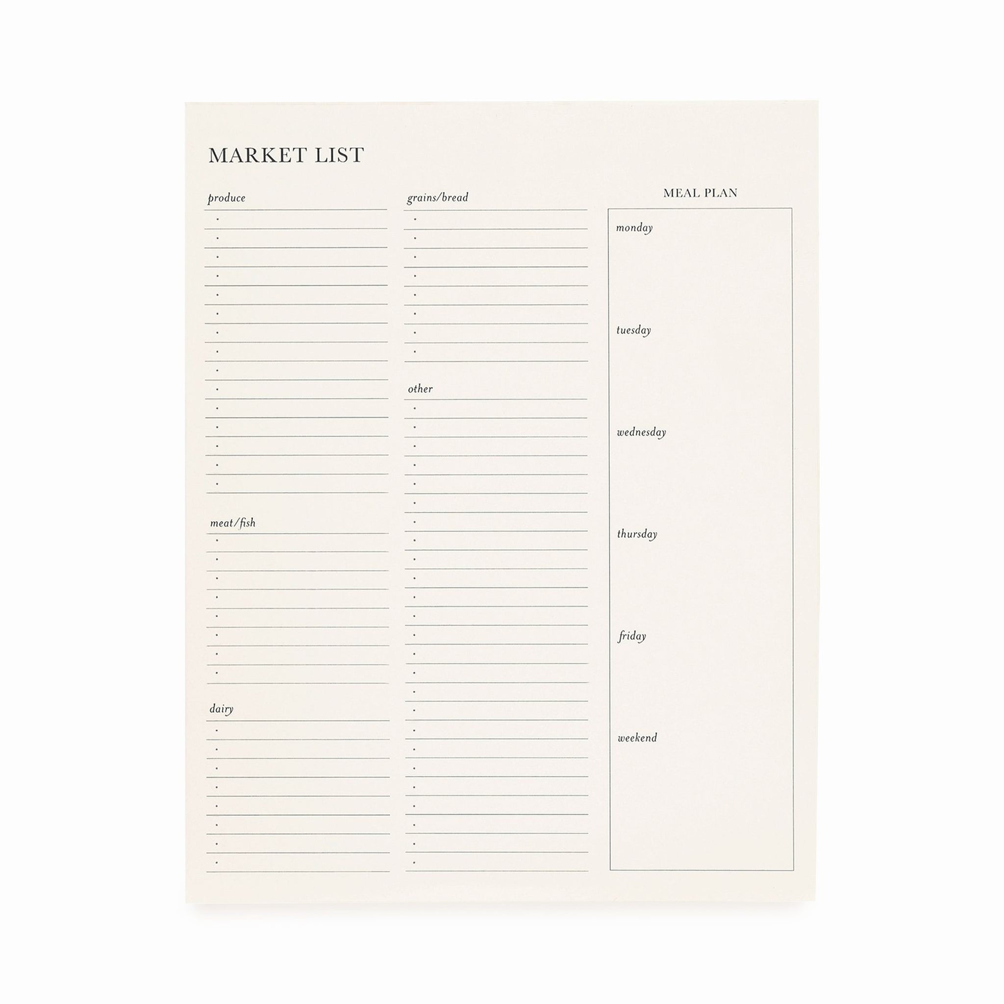 Market List Pad – Sugar Paper